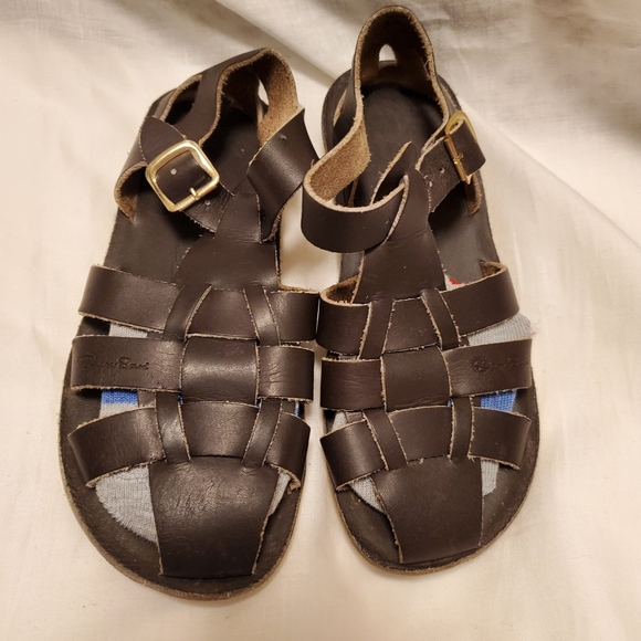 Sun San | Shoes | Sun San Hoyway Boys Brown Leather Sandals Closed Heel ...